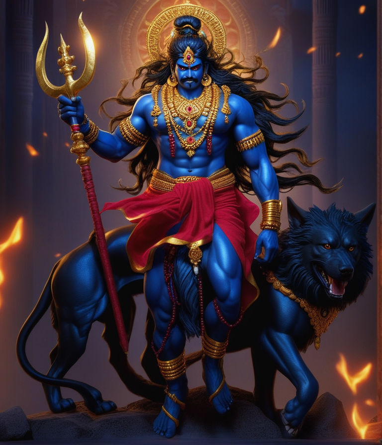 Full body portrait Hindu god Kaal bhairava shiny skin + body... by ...