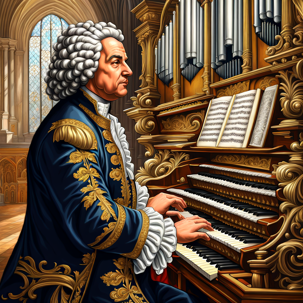Majestic painting of Johann Sebastian Bach playing church or... by ...