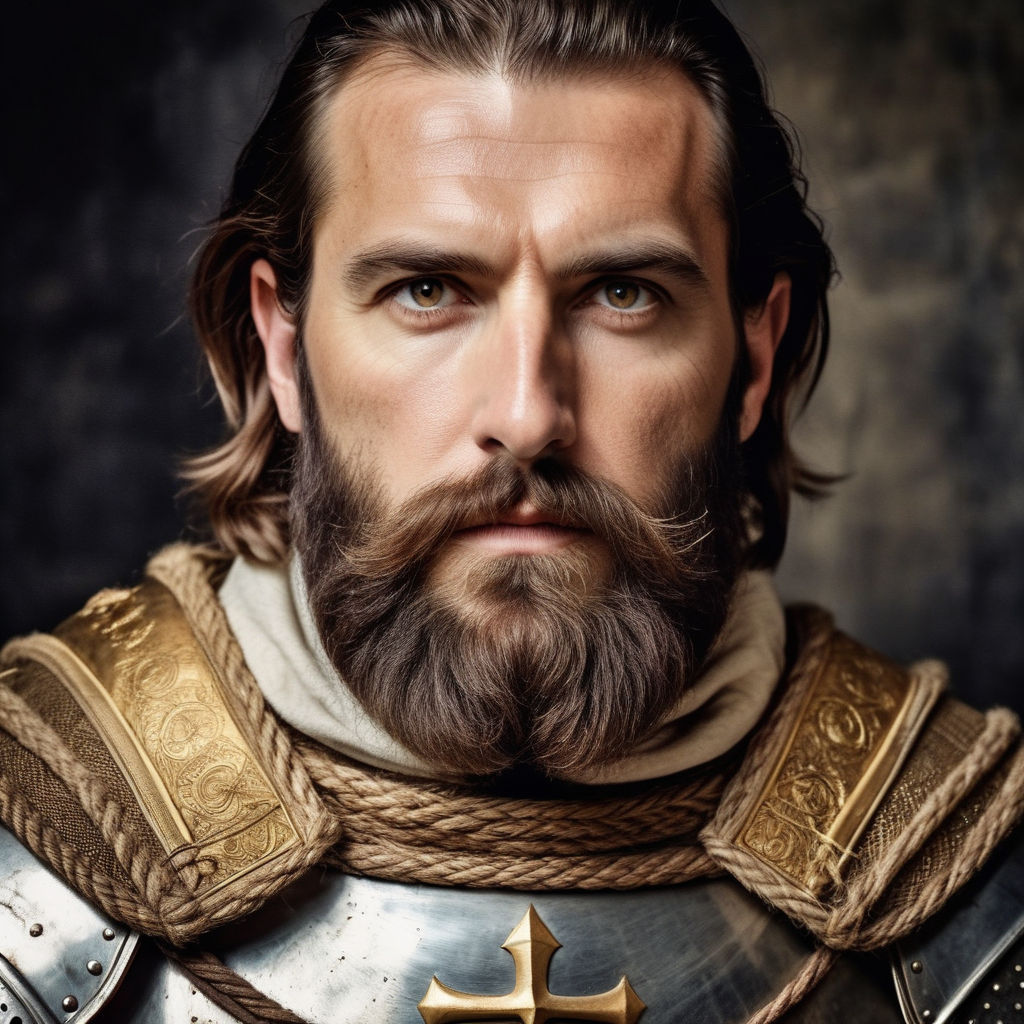 Templar knight with full beard and brown hair by Armonia Push - Playground