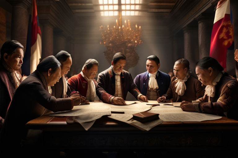 An AI-generated image depicting Filipino leaders signing the... by ...