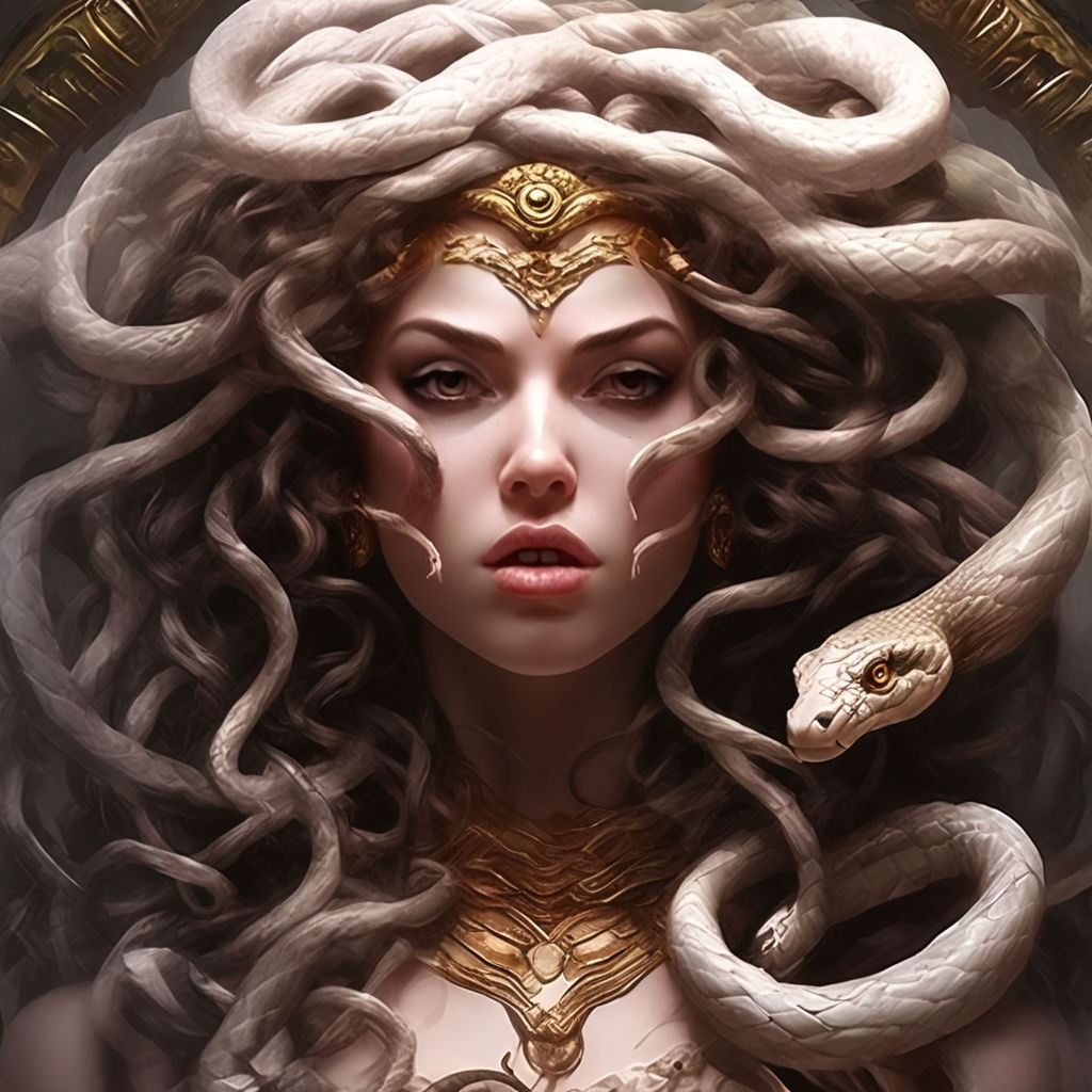 Sensual Sexy Medusa Head In A Clear Circle Form By Pi Mauri Playground