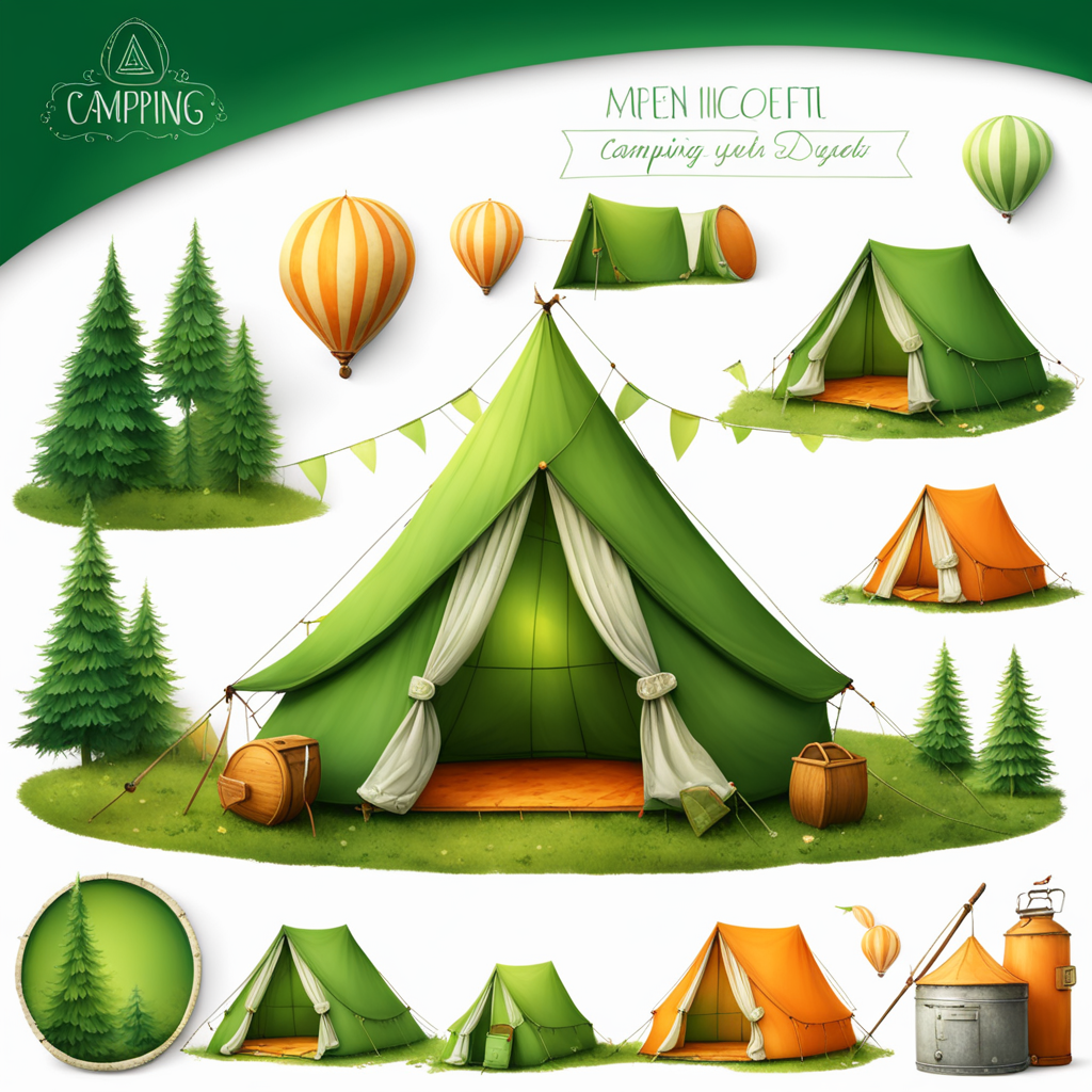 A green camping tent CLIPART in the style of Nicoletta Cecco... by ...