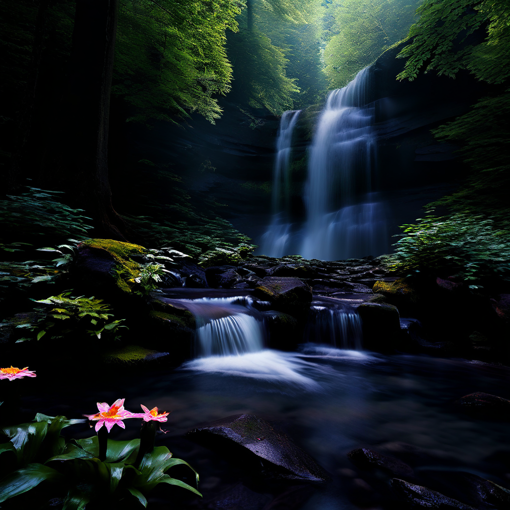 Generated super realistic photo of Beautiful dark forest wat... by ...