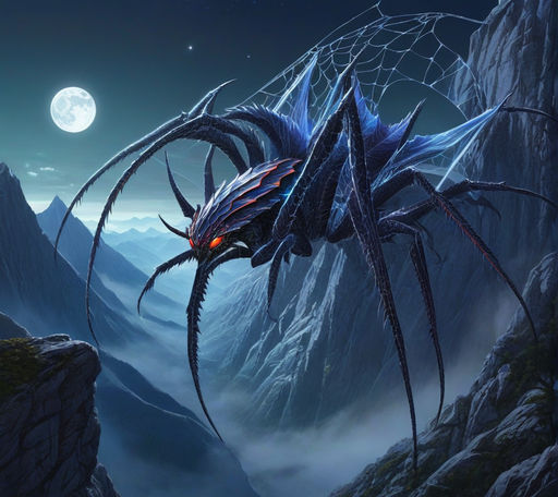 Giant dragon-spider hybrid with arachnid legs protruding fro... by Caio ...