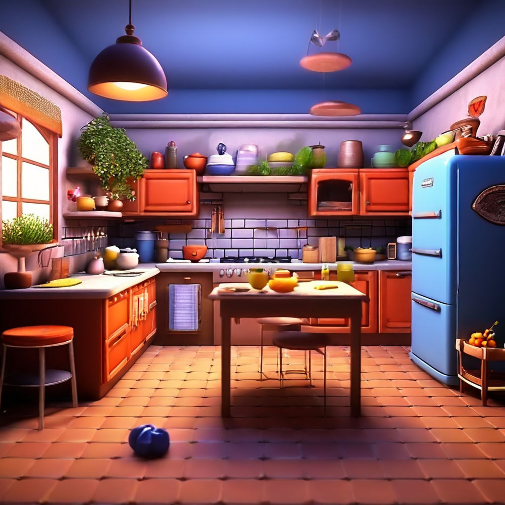 Crear una cocina en 3d animada con alimentos y que tengan in... by ...