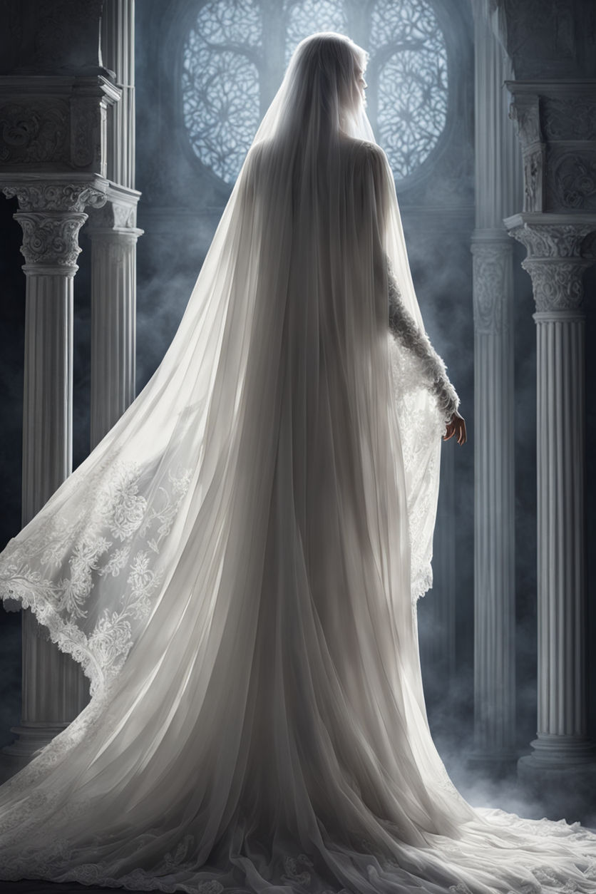 A whispy ghostly cloaked white ethereal figure by LizLuck - Playground