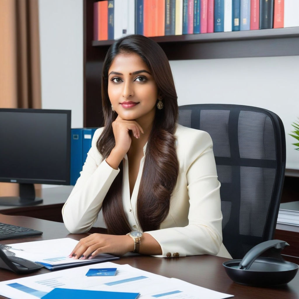 20 years old indian looking girl managing office on her desk by Digital ...