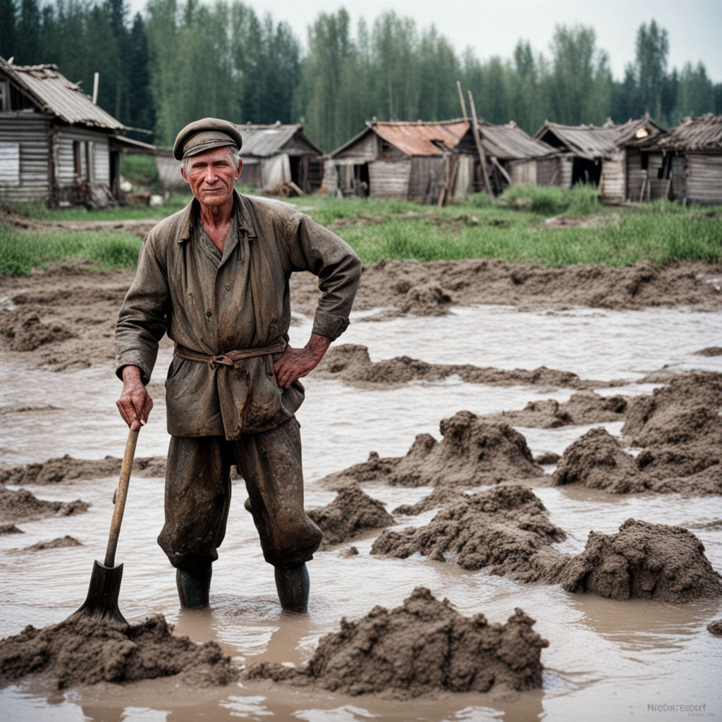 Fisherman in the mud in a Soviet village by Коровка Бурёнка - Playground