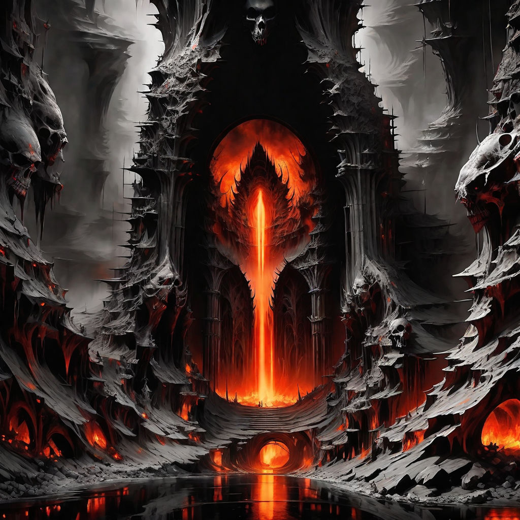 The hellish caverns and catacombs of the underworld. Fire an... by ...