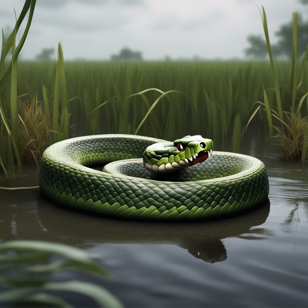 Photoreal image showing big snake in swamp by marcin jackowski - Playground