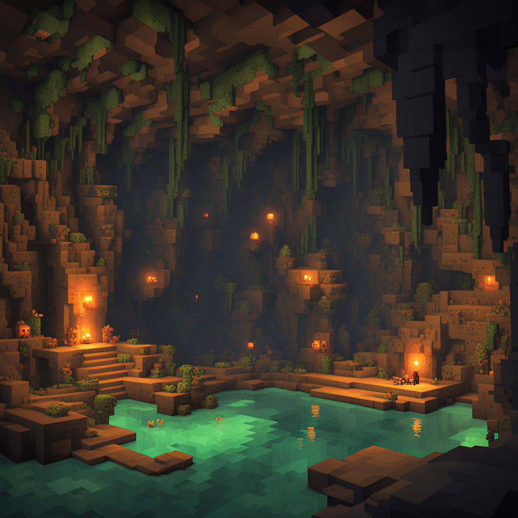 Minecraft-style cave sprawling beneath a pixelated earth by sidzu ...