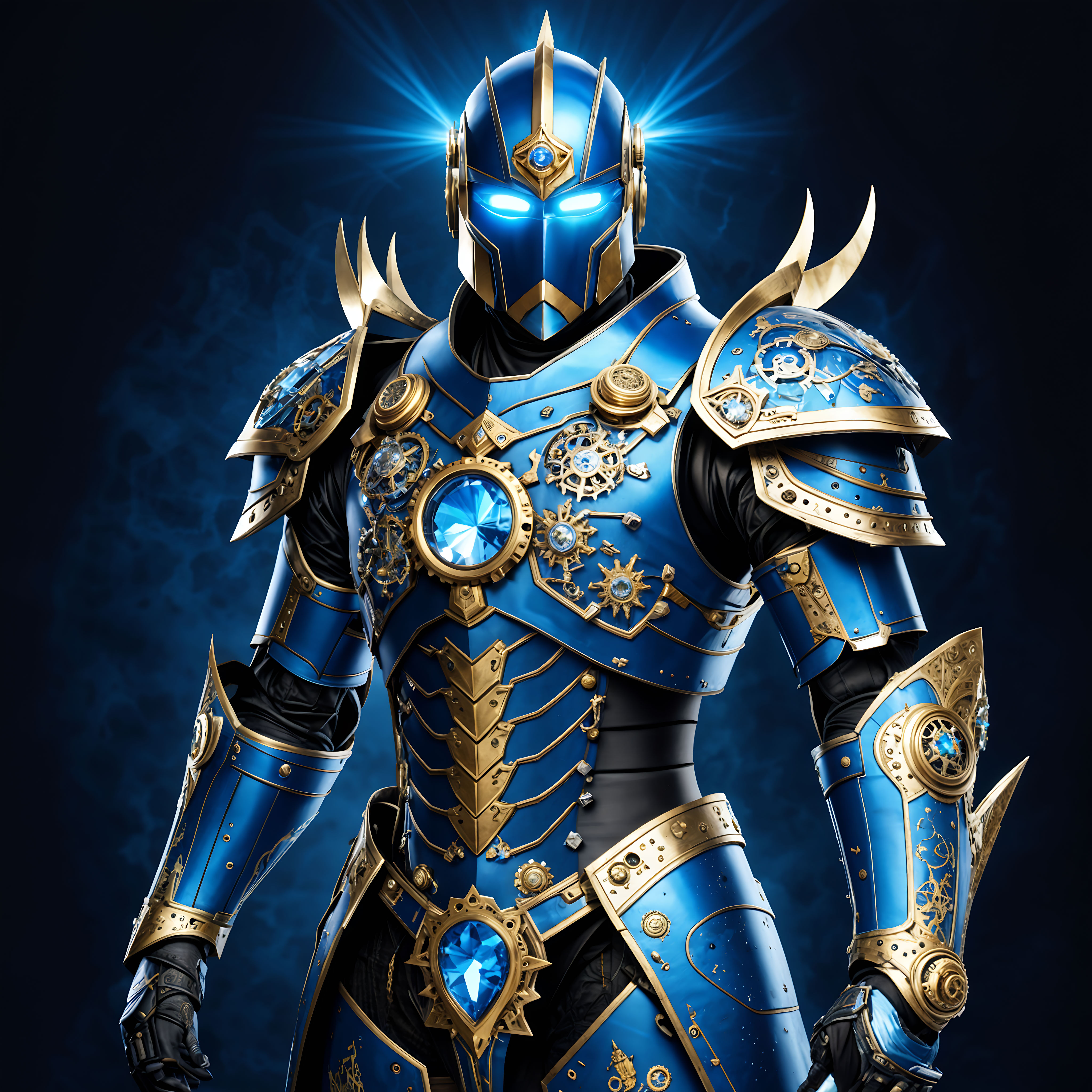 An half human half android with heavy armor Deep Blue with S... by Stef ...