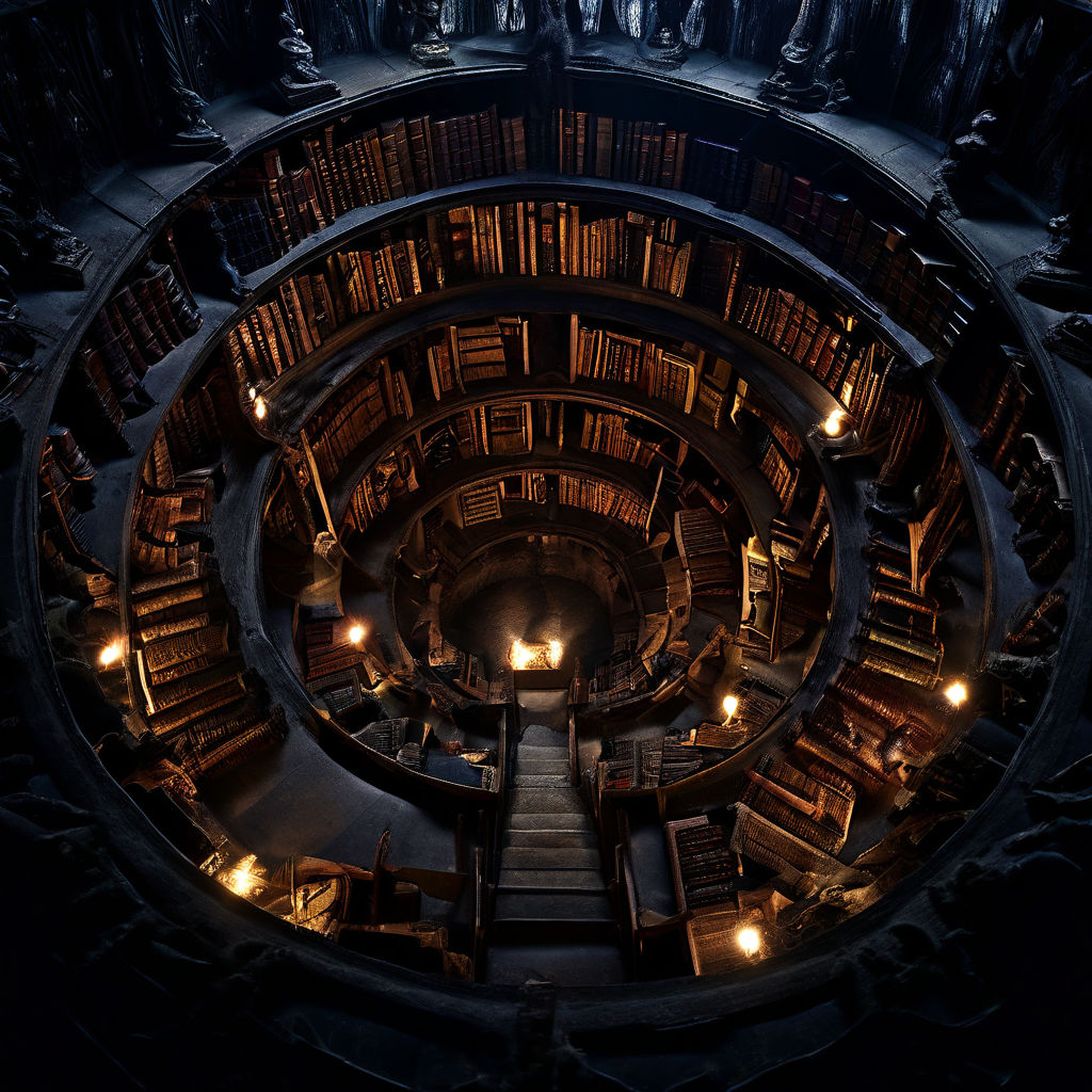 Aerial view of an underground circular library woven within ... by ...