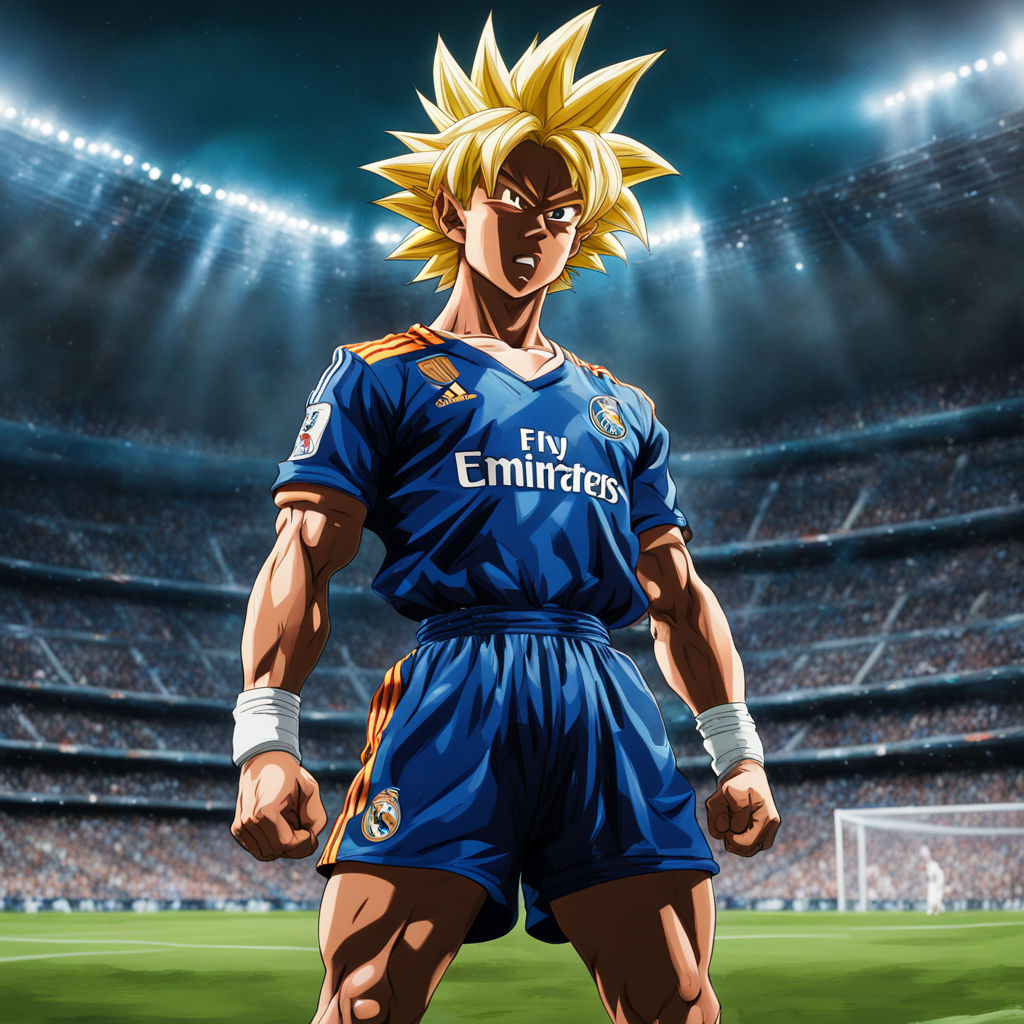 Goku donning a striking Real Madrid jersey by Santiago Tamayo Rosero ...