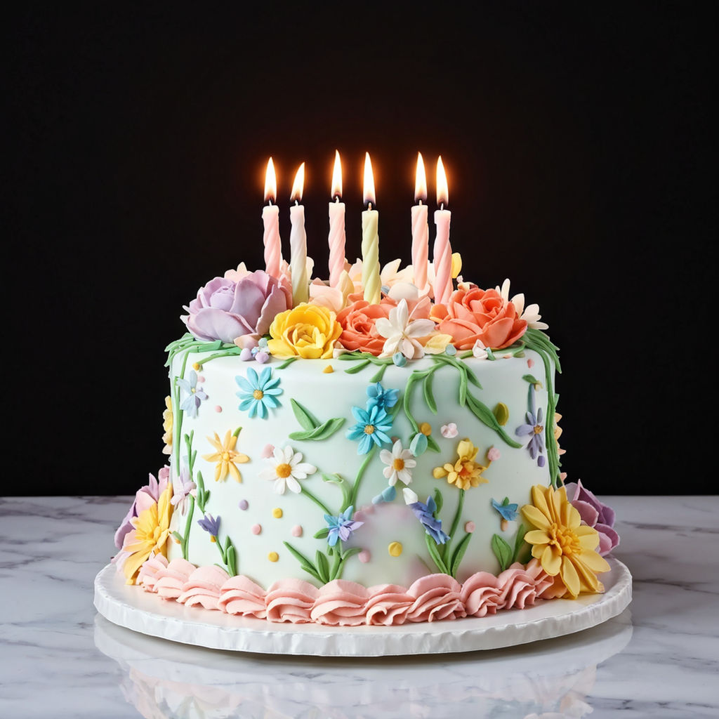 Birthday cake centered on a table by Jisun Park - Playground