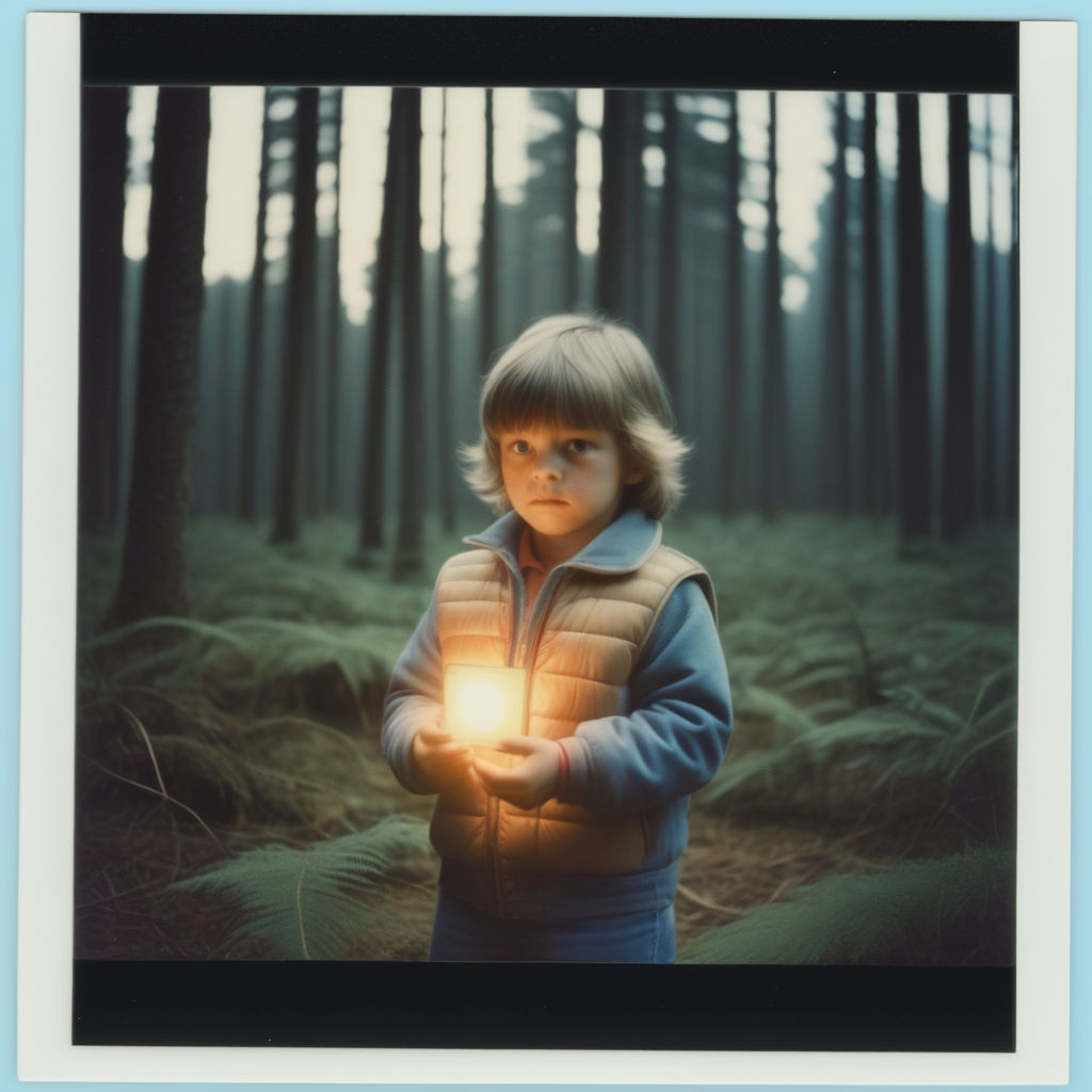 1980s Polaroid of child staring into glowing forest by Matt R - Playground
