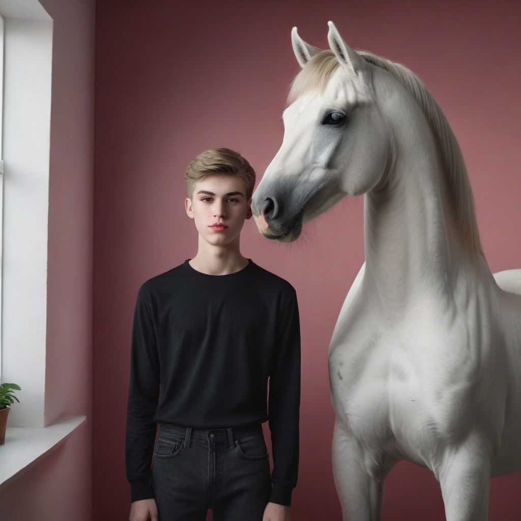 A hyper real portrait of a very tall and slim white teenager... by efe ...