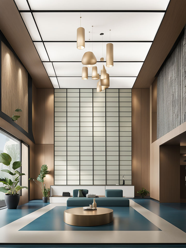 Develop a clubhouse space lobby with modern contemporary int... by ...