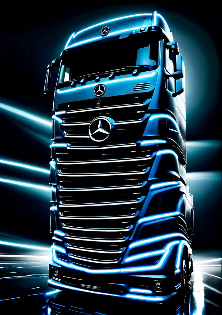 Mercedes Benz Actros 2025 model dominates a showroom by Falasteen Ka ...