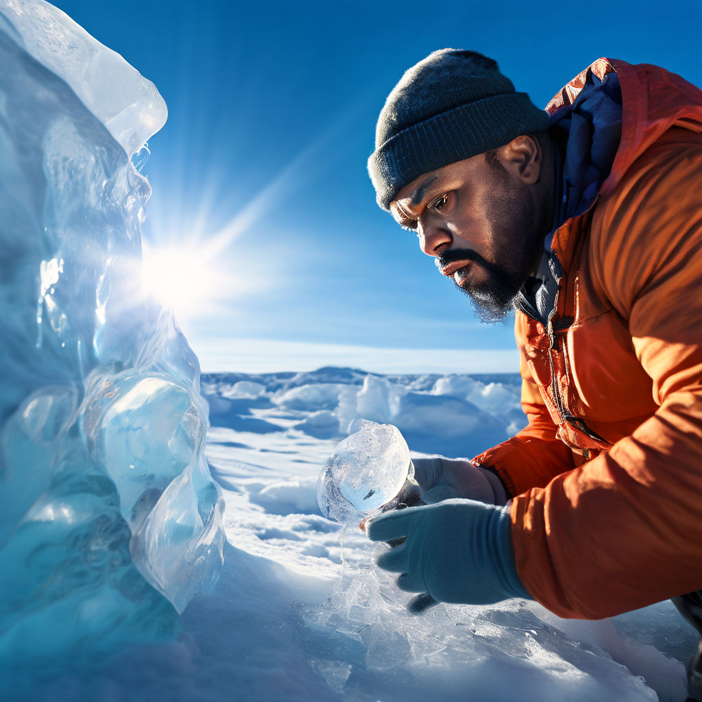 Ice cube being discovered by a scientist in the north pole by José ...
