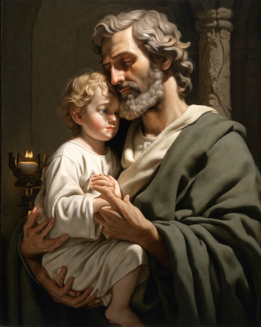 A realistic painting of Saint Joseph by Nauro Luz - Playground