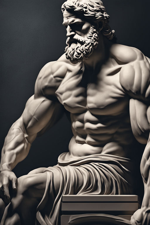 Statue of philosopher Epictetus with muscular body in profil... by ...