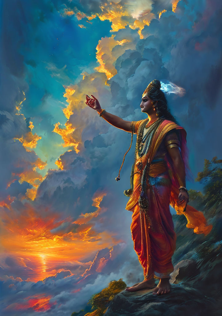 Lord Vishnu extending his hand to a devoted individual reach... by ...