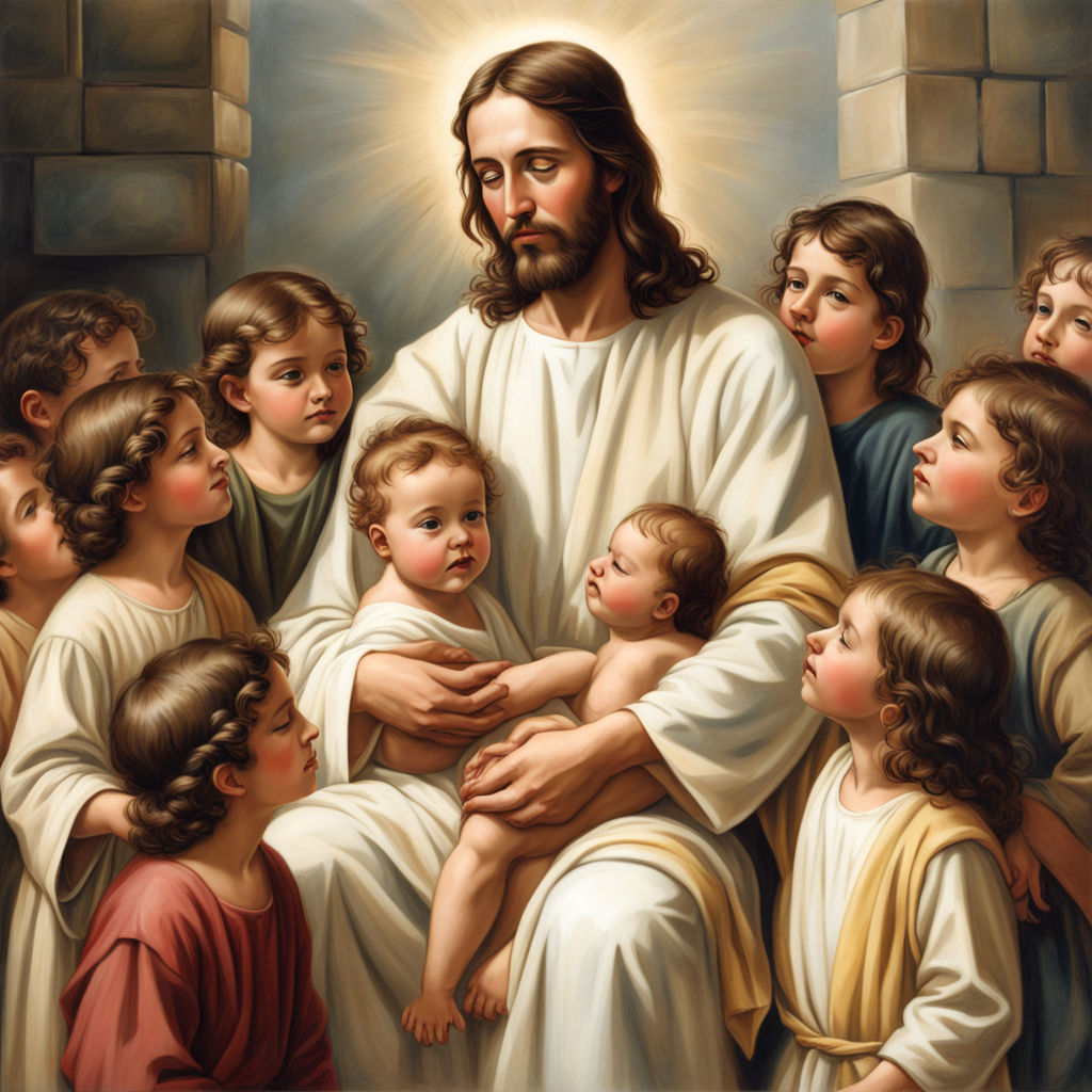 Jesus christ with children by Marie Boulanger - Playground