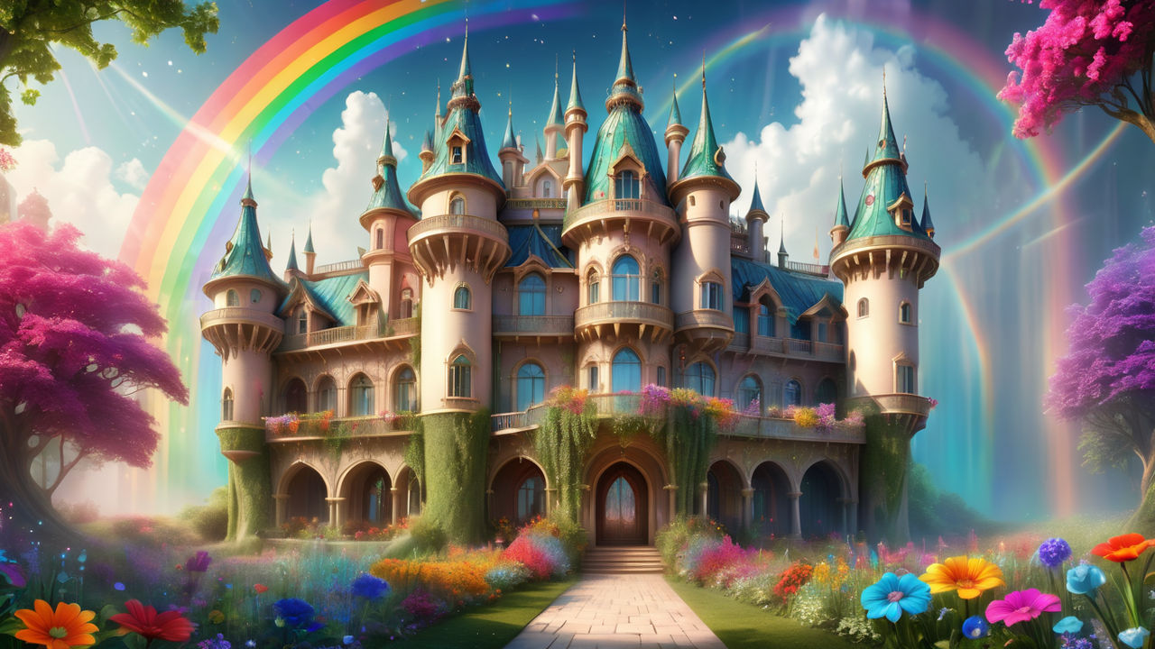 A magical fairy tales palace with beautiful colours and rain... by Hina ...