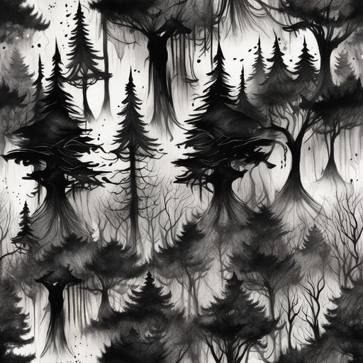 Fantasy black ink forest by Romy - Playground