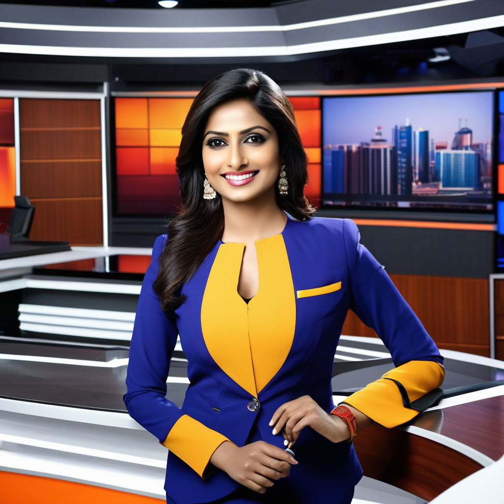 Beautiful Indian women news anchor with news studio by Kalbhairav Kashi ...