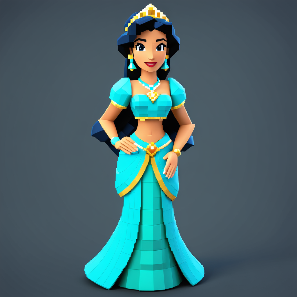A Detailed 3d pixelated 32-bit style character model of prin... by ...