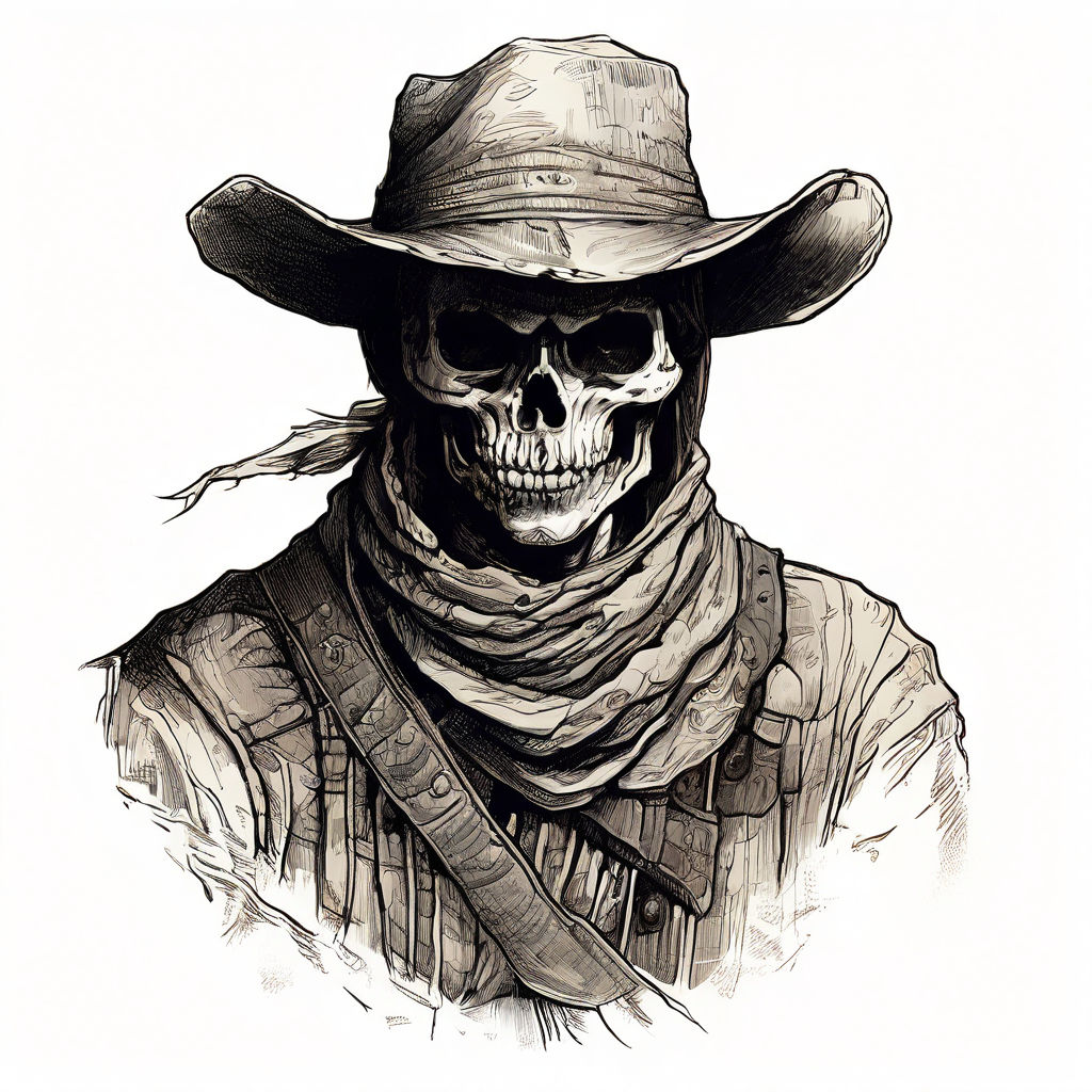 Skeleton bandit concealing lower half of its face with a ban... by ...