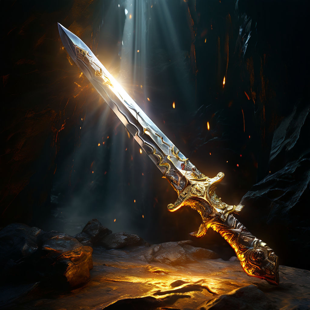 Sword gleaming with an ethereal glow by Idriss Nhari - Playground