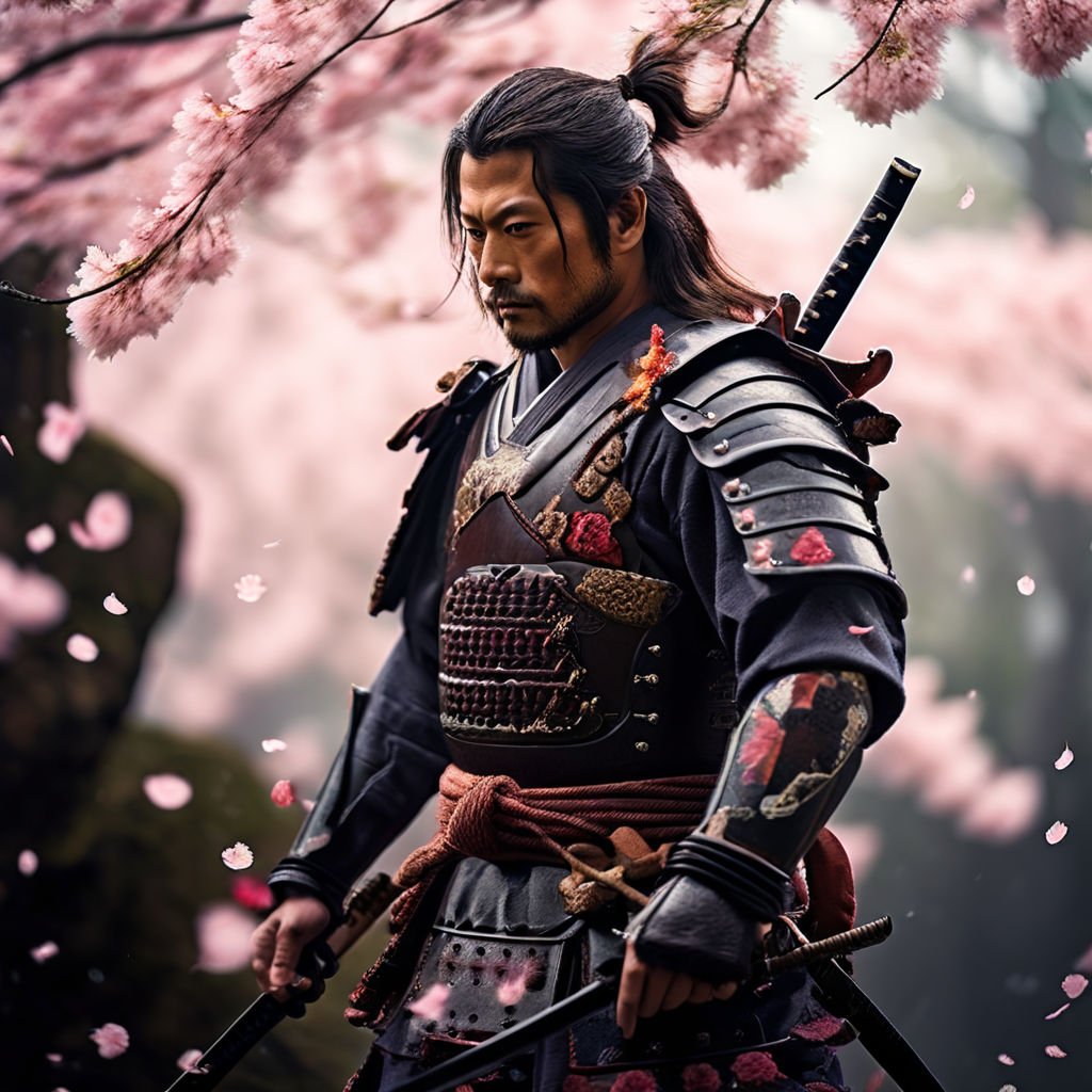 Samurai in a Japanese Garden: A noble Samurai warrior in ful... by ...