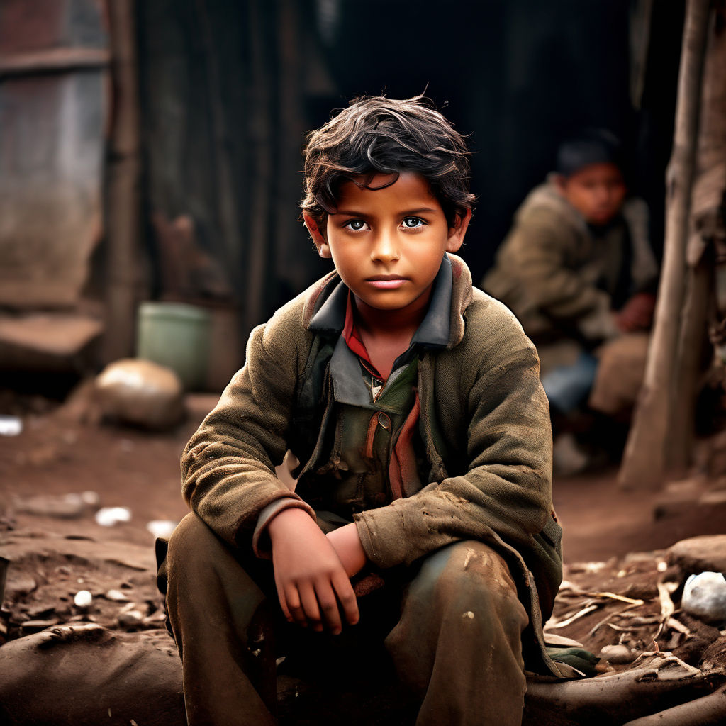 Create an image depicting the resilience and hope of deprive... by ...