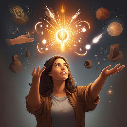 Draw a woman gazing in awe at a spark hovering above their o... by 李宜宸 ...