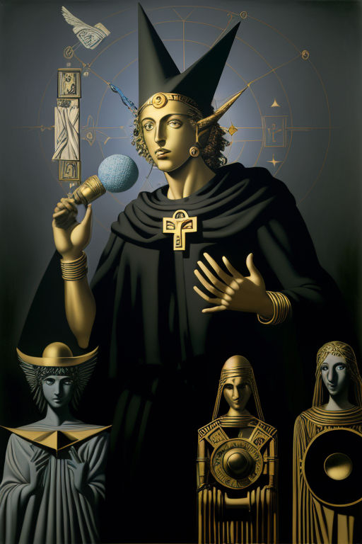 Surreal mystical Greek god of communication man Hermes surro... by ...