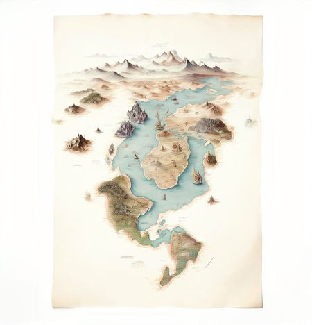 Map of a mythical country rendered in ultra-detailed ink and... by bian ...