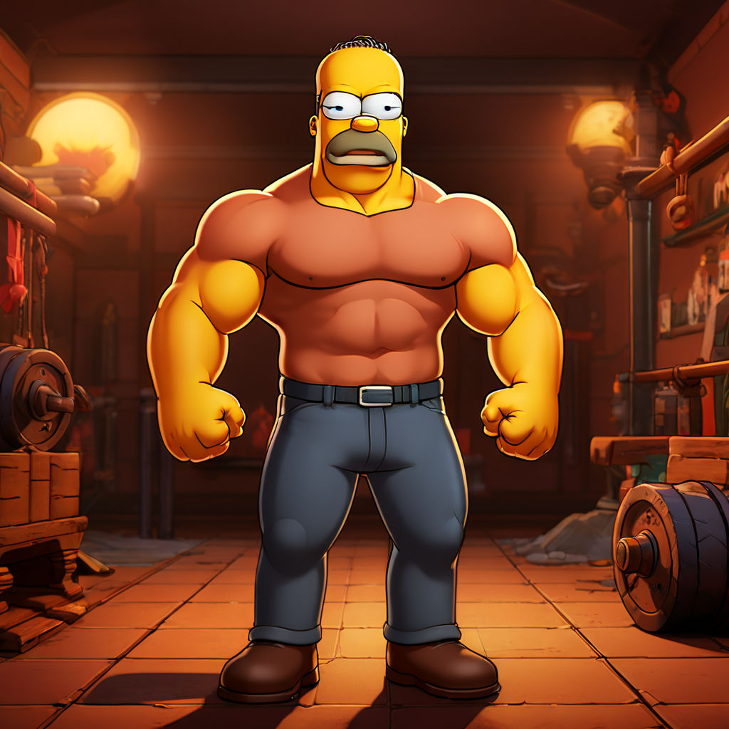 Homer Simpson transformed into a muscular bodybuilder by Artificial ...