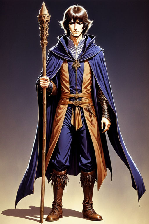 70s dark fantasy anime. A anime male wizard by Lennon Andrade - Playground