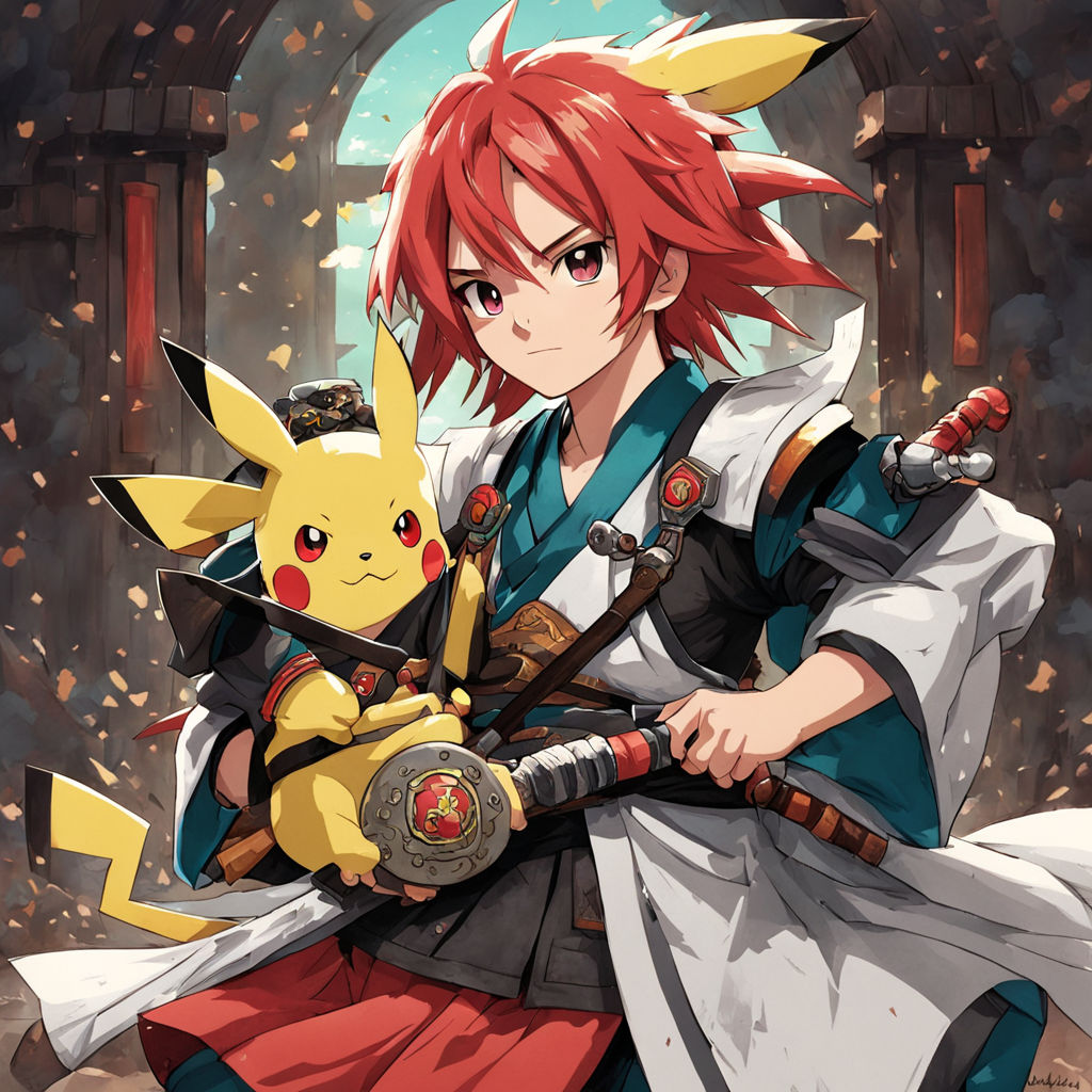 Pikachu as a samurai holding the severed head of bulbasaur by scott ...