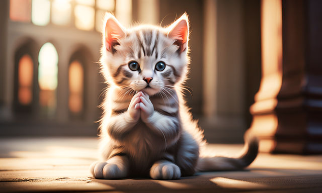 Cute kitten in praying by Jean Neres - Playground