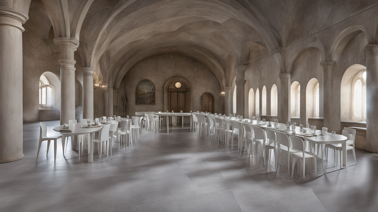 A hall of A place to eat in a orsozox monastery by Paula Saad - Playground