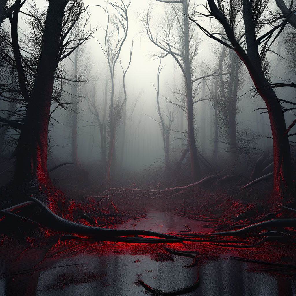 Terrible forest with blood on the screen by Konversov Play - Playground