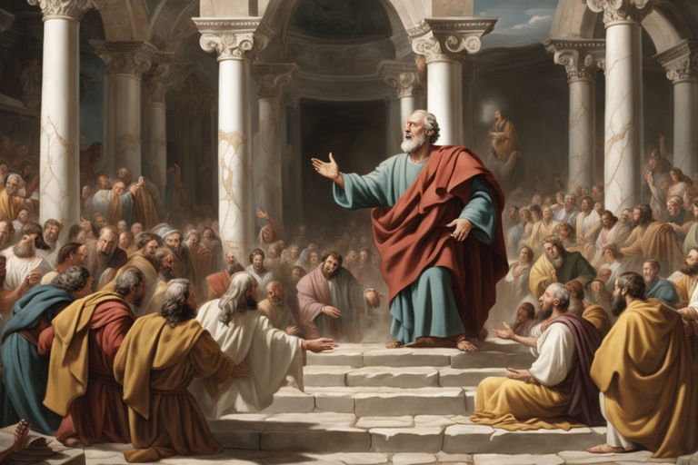 Create a picture of the apostle Paul preaching the gospel to... by ...