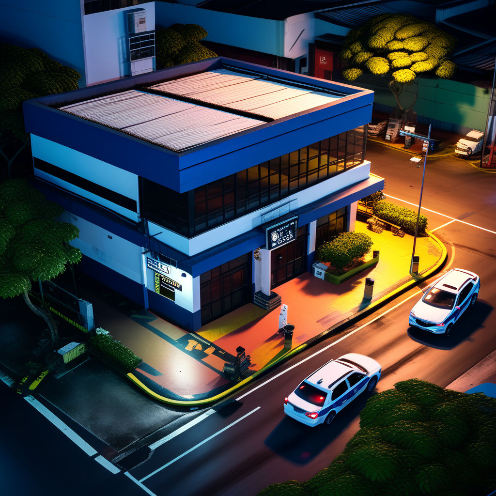 Police station seen from above in Brazil 2d scene for animat... by ...