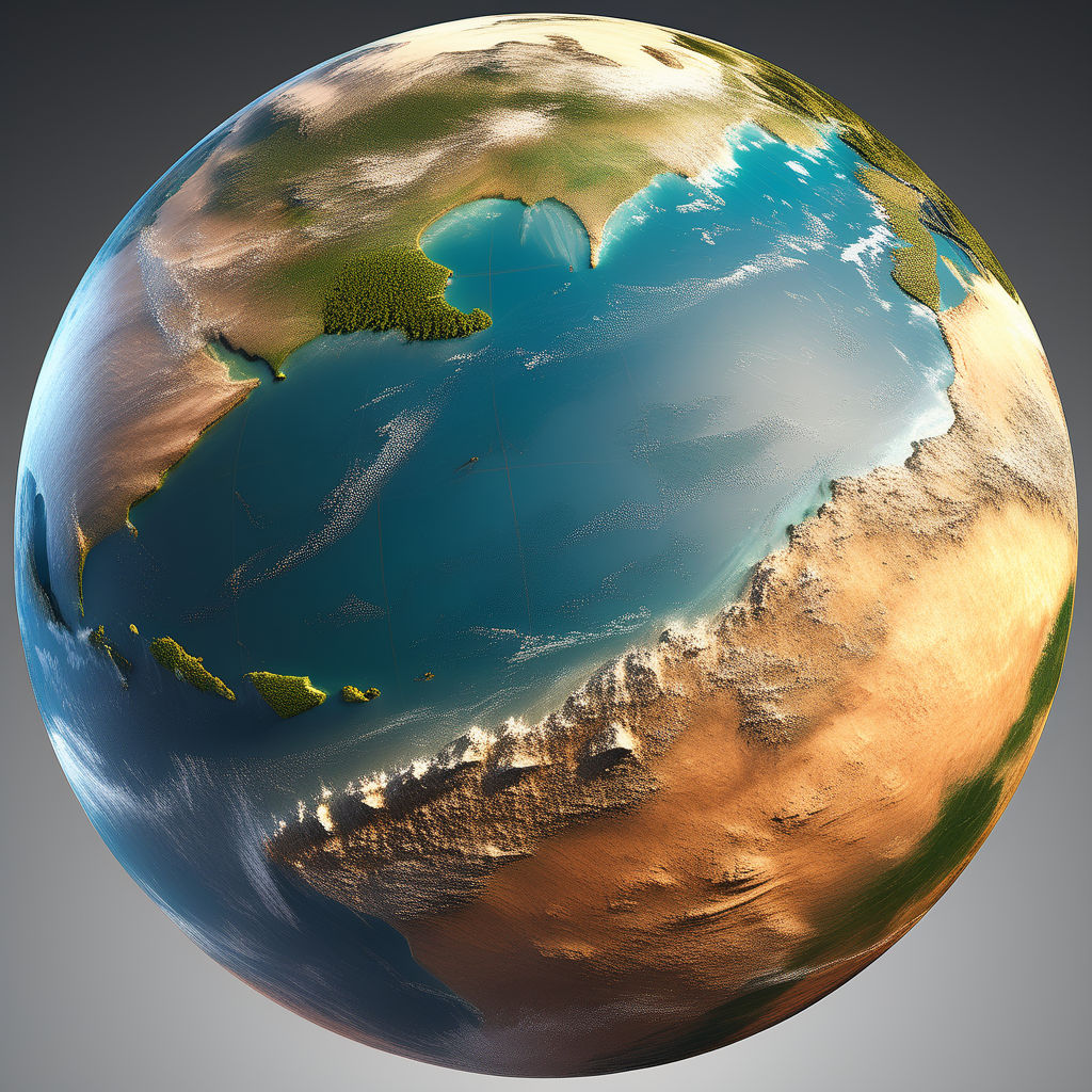 Prompt: "Create a visual representation of the geoid by A&V Corp ...