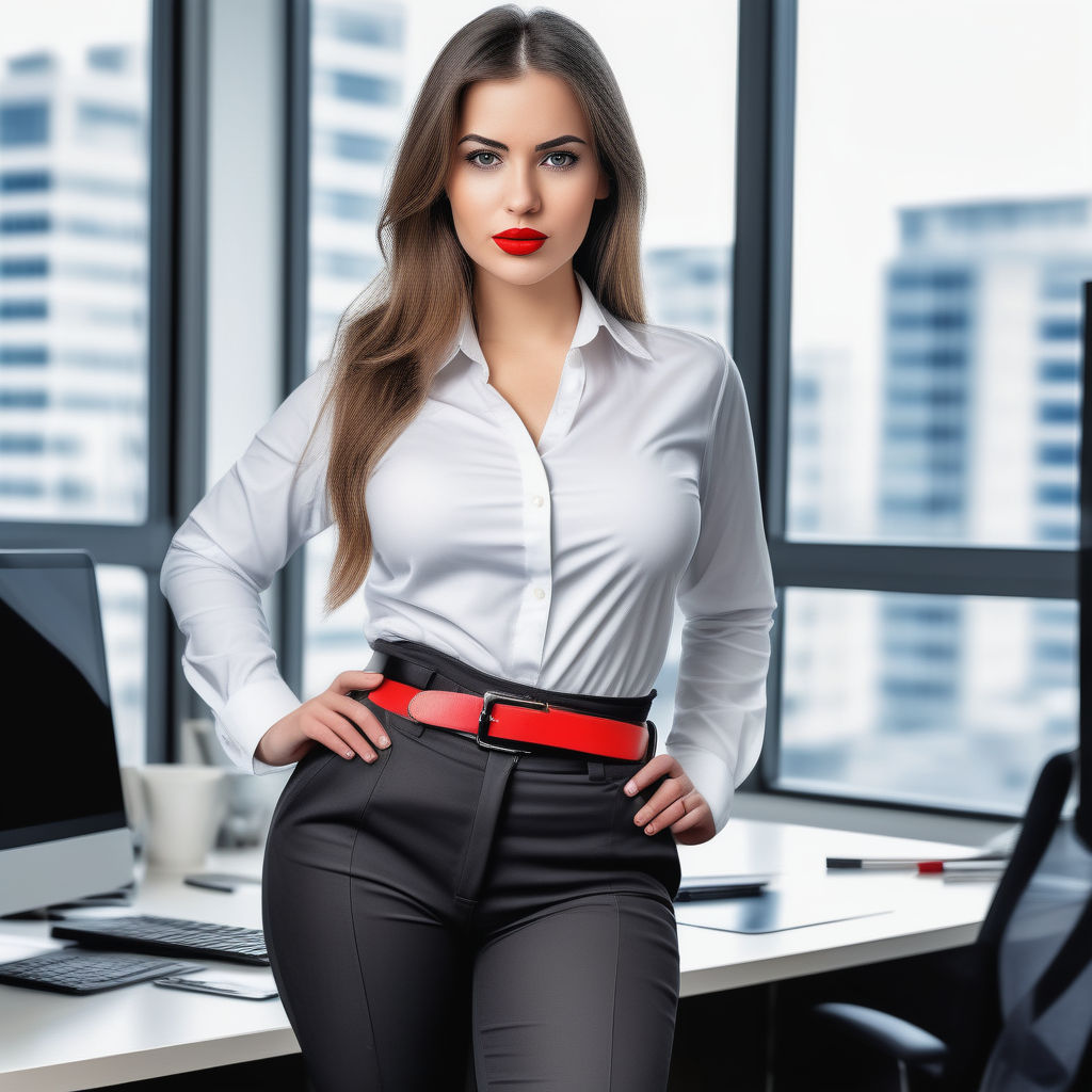 Real photo of a Beautiful french secretary wearing white shi... by Bob ...