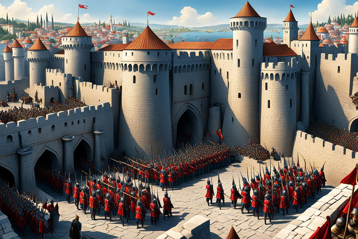 An animated depiction of The city walls of Constantinople un... by ...